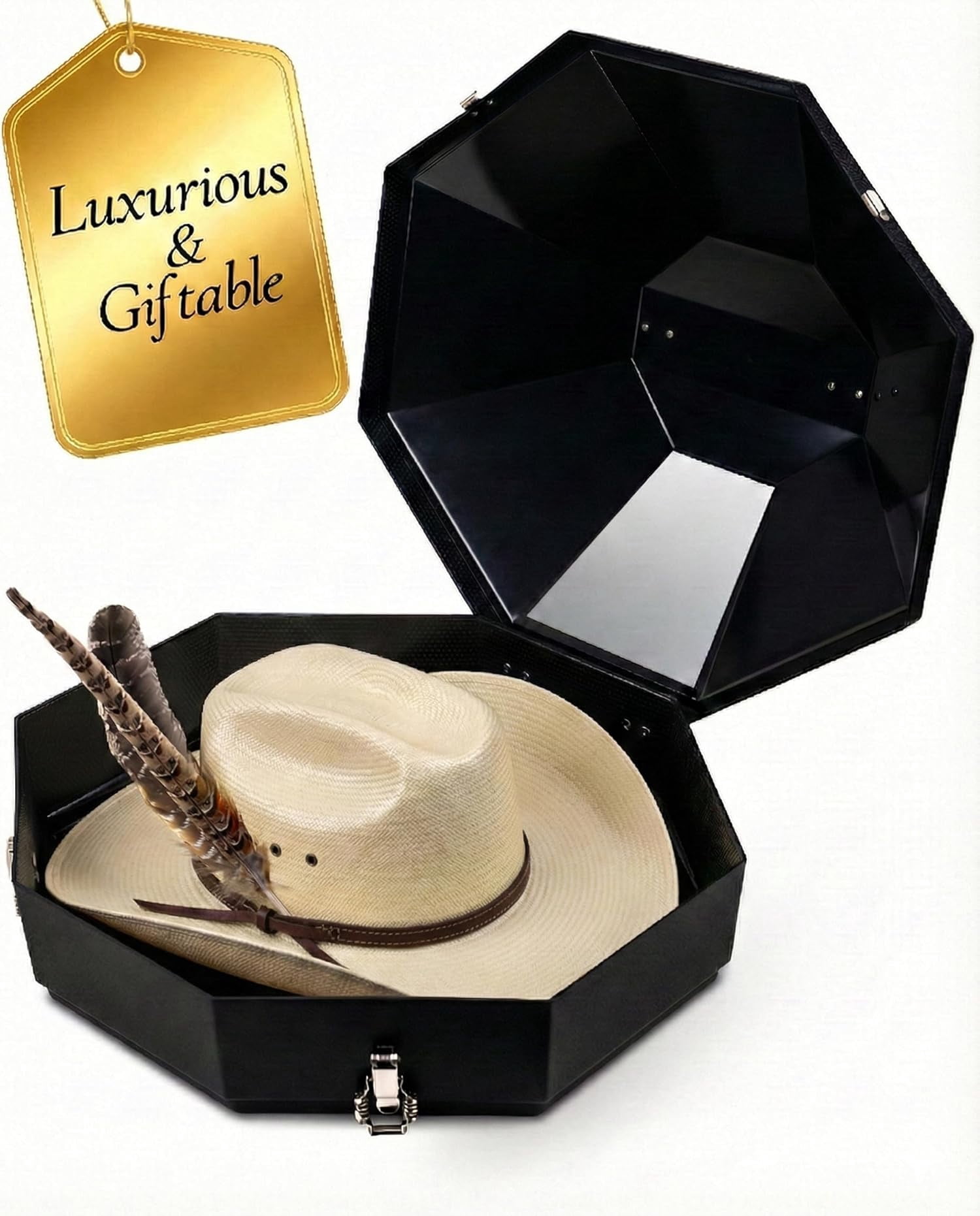 Cowboy Hat Box for Travel - Cowboy Hat Travel Case Hard Shell w/Mirror ...