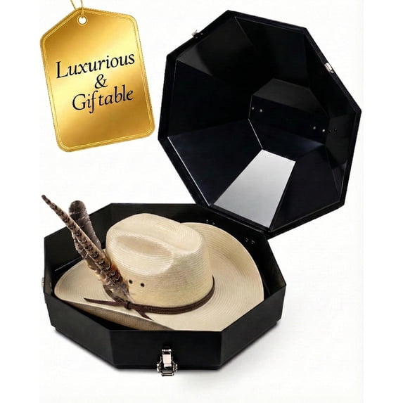 Cowboy Hat Box for Travel - Cowboy Hat Travel Case Hard Shell w/Mirror ...