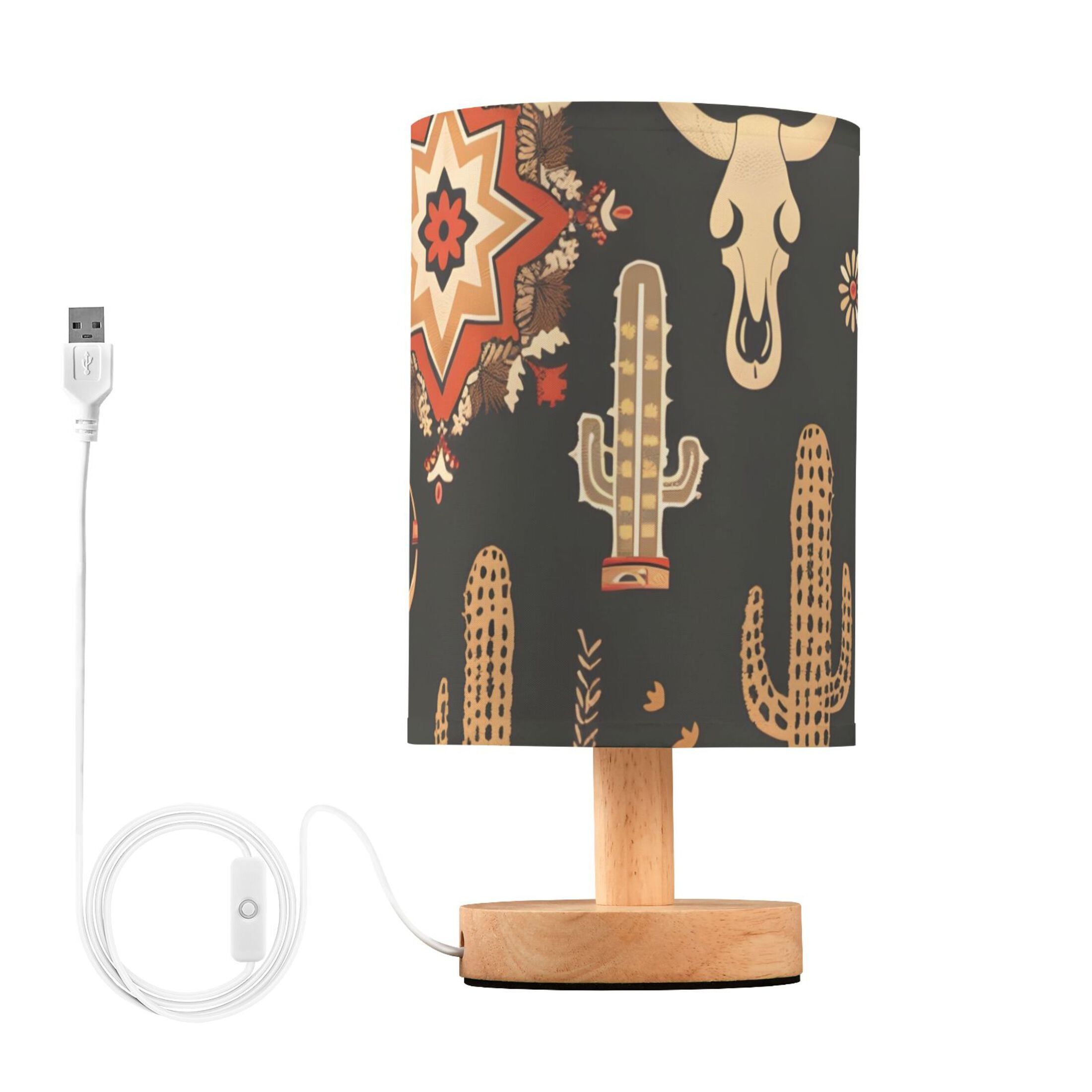 Cowboy Hat Cactus Cow Skull Bedside Desk Lamp LED Table Nightstand ...