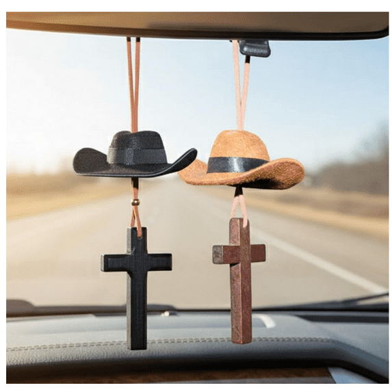Cowboy Hat Car Charm, Cute Mini Vehicle Rear View Mirror Hanging ...
