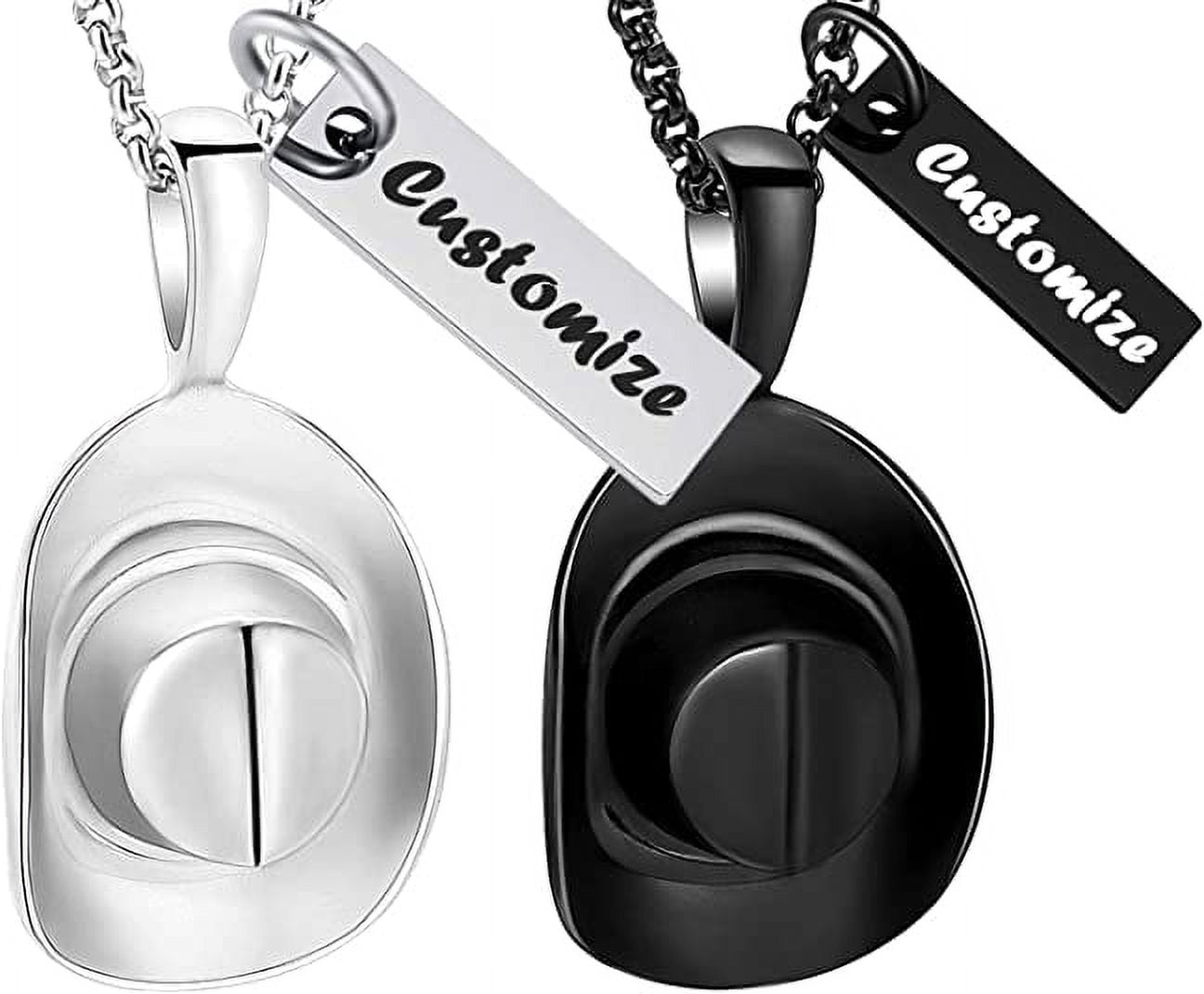 Cowboy Hat Cremation Urn Pendant Necklace for Ashes Stainless Steel ...