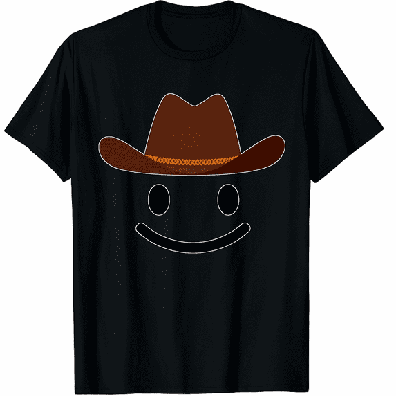 Cowboy Hat Emoticon Face Yeehaw Gift for Cowboy Lovers Graphic Black T ...
