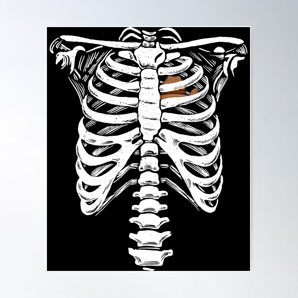 Cowboy Hat Heart Skeleton Rib Cage Men'S Rodeo Skeleton Gear Poster ...