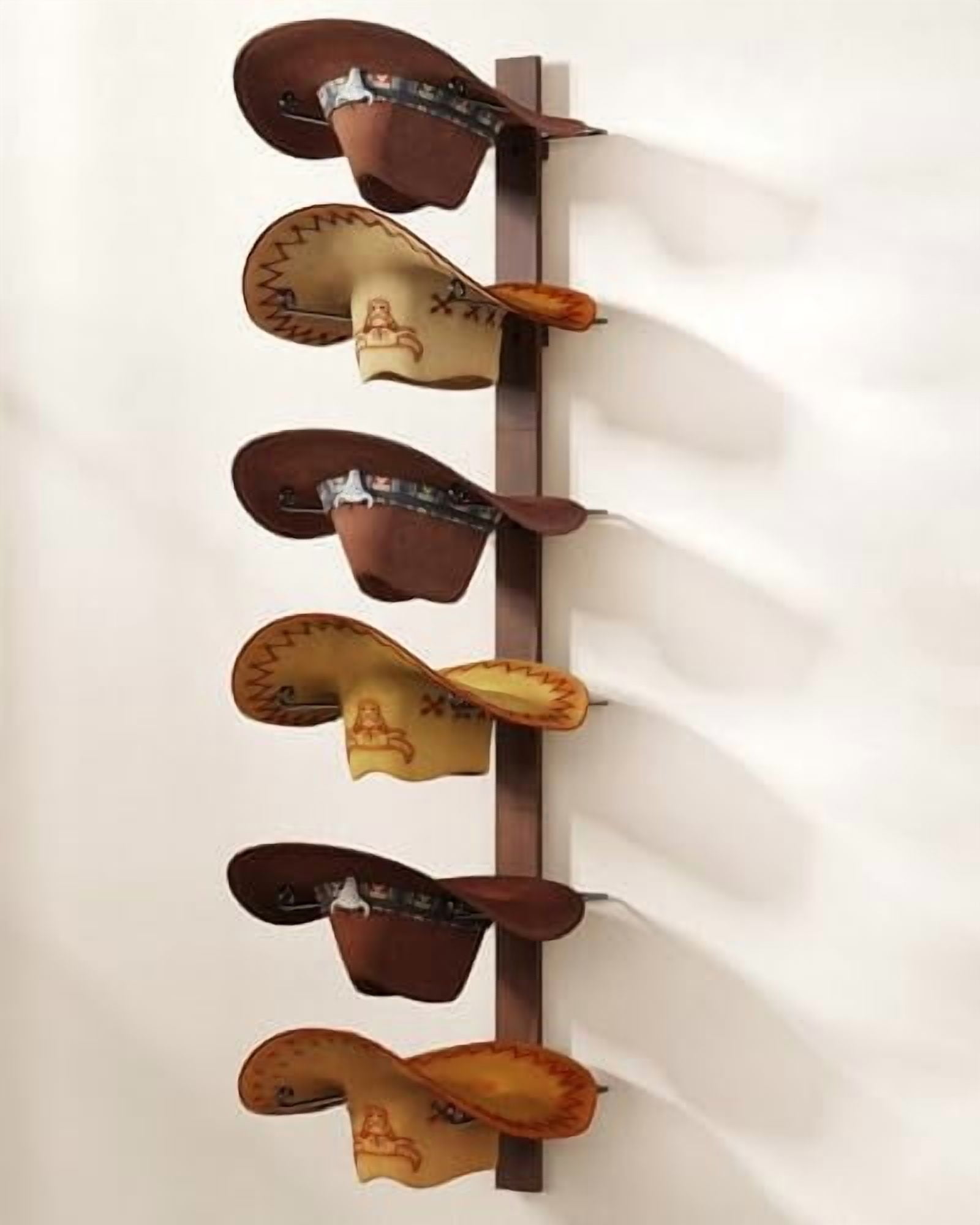 Cowboy Hat Holder, 3-Piece Wall Mount Cowboy Hat Rack for Wall Holds up ...