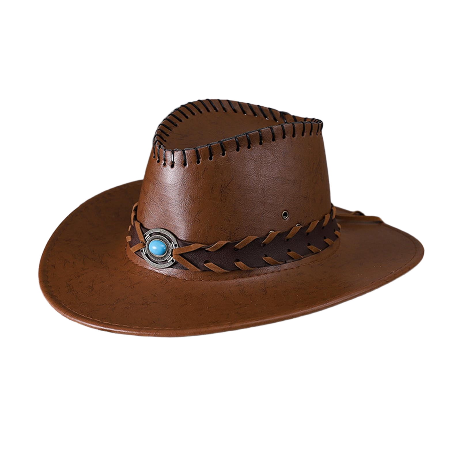 Cowboy Hat Light up Cowboy Hat Men Leather Western Denim Curved High ...