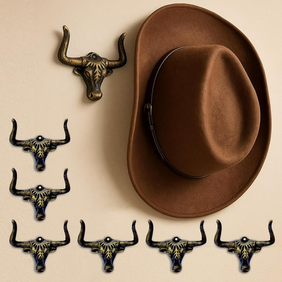Cowboy Hat Rack for Wall - 4 Pack Cast Iron Cowboy Hat Holder Hat ...