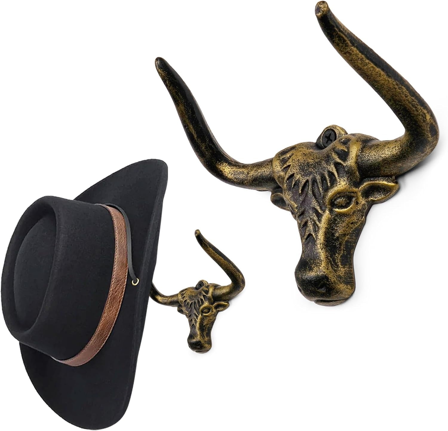 Cowboy Hat Rack for Wall 4 Pack Western Longhorn Cowboy Hat Holder Cast ...