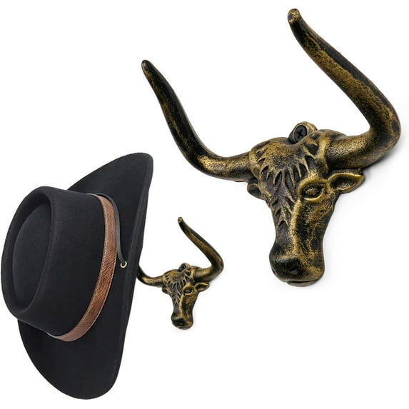 Cowboy Hat Rack for Wall 4 Pack Western Longhorn Cowboy Hat Holder Cast ...