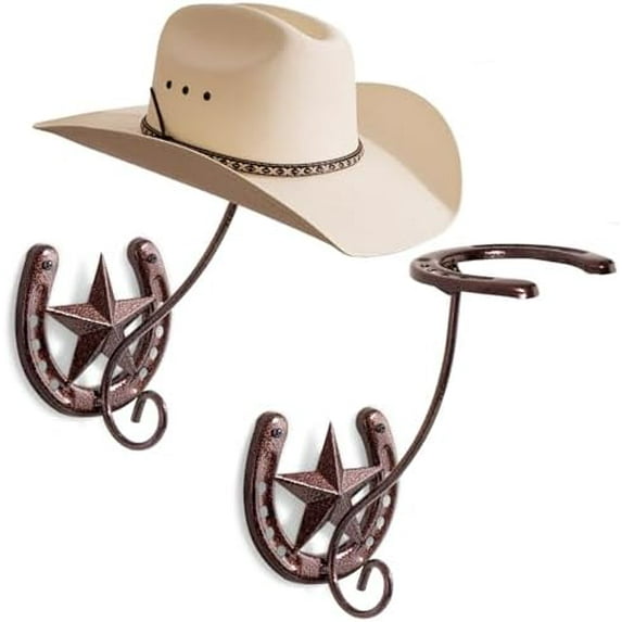 Cowboy Hat Rack for Wall Rustic Metal Cowboy Hat Holder 2 Pack Hat ...