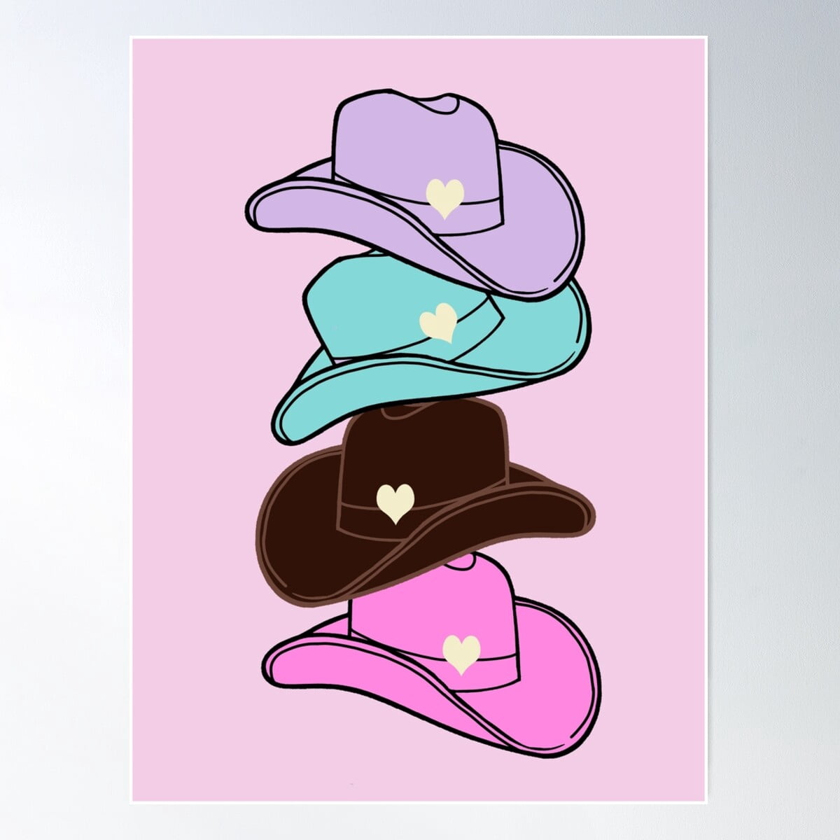 Cowboy Hat Stack Poster Wall Art, Modern Wall Decor For Living Room ...