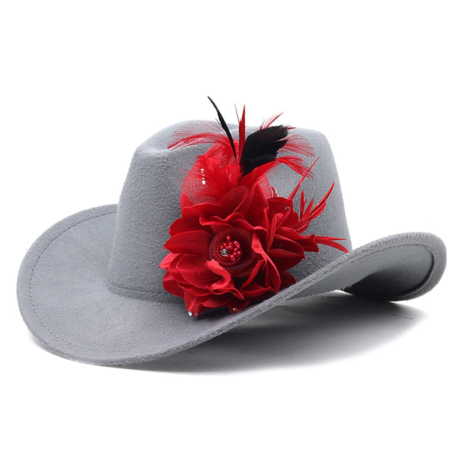 Cowboy Hat Western Hat Womens Adult Cowboy Hat Flower Fedora Hat ...