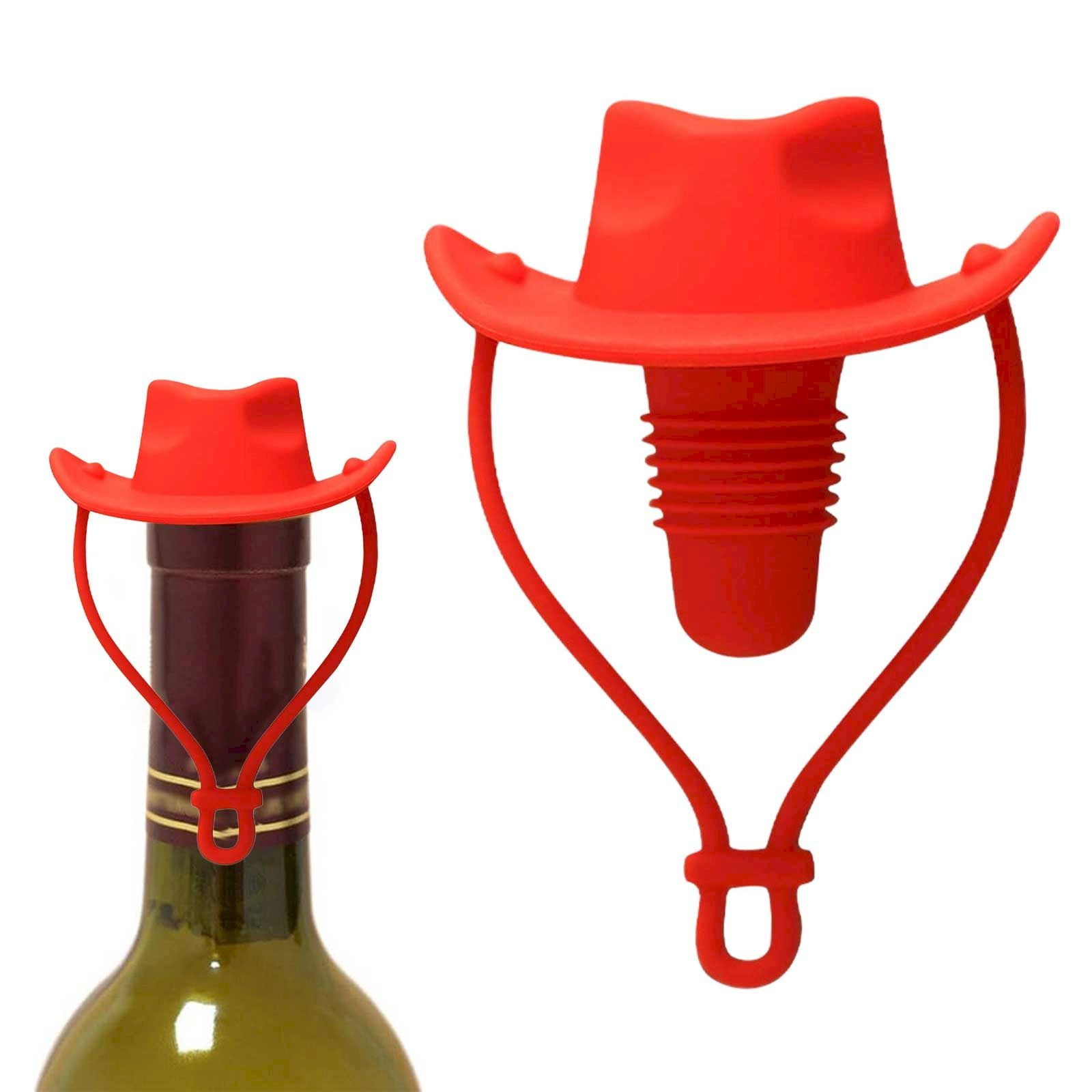 Cowboy Hat Wine Bottle Stopper - Reusable Silicone Beverage Seal for ...
