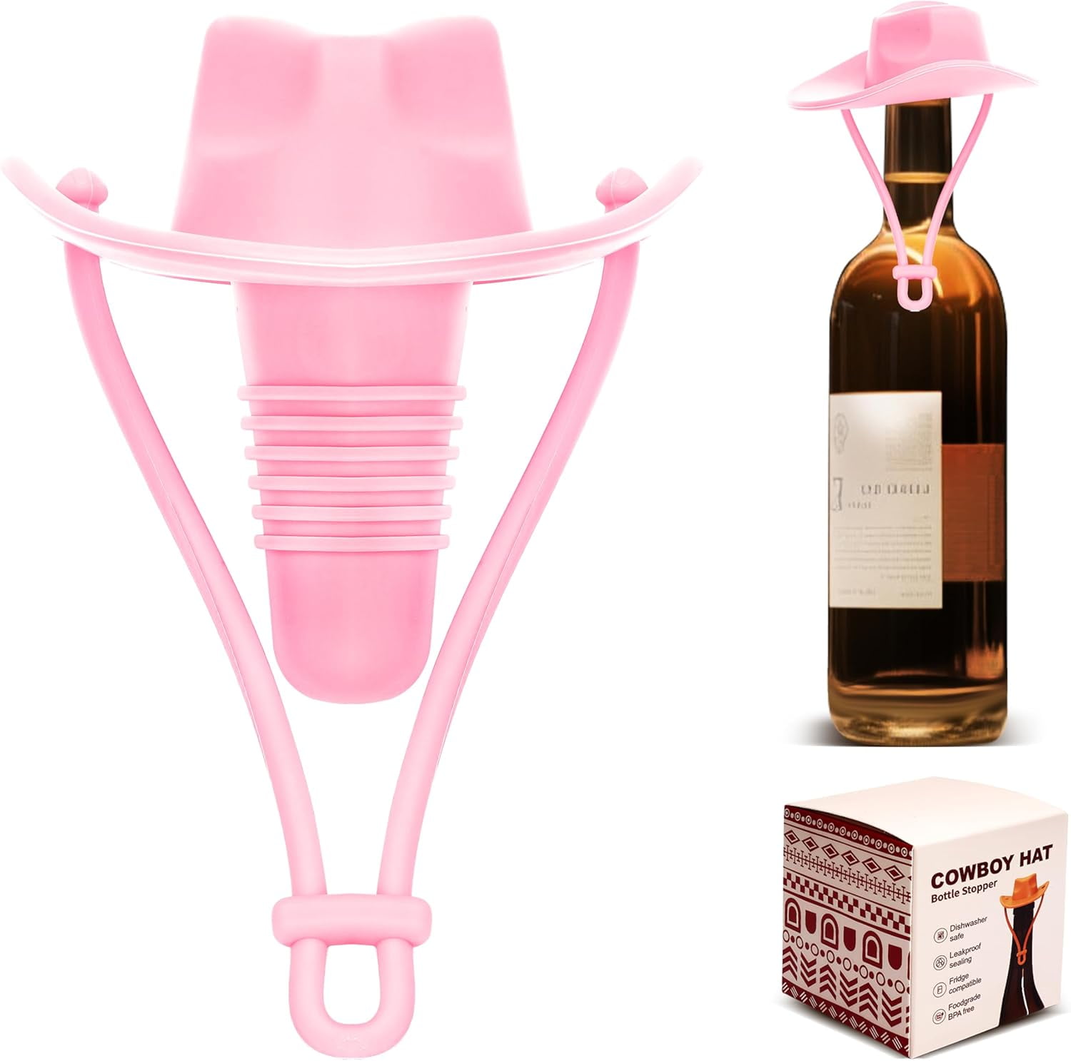 Cowboy Hat Wine Stopper Cute Silicone Wine Bottle Stopper Fun Brown ...