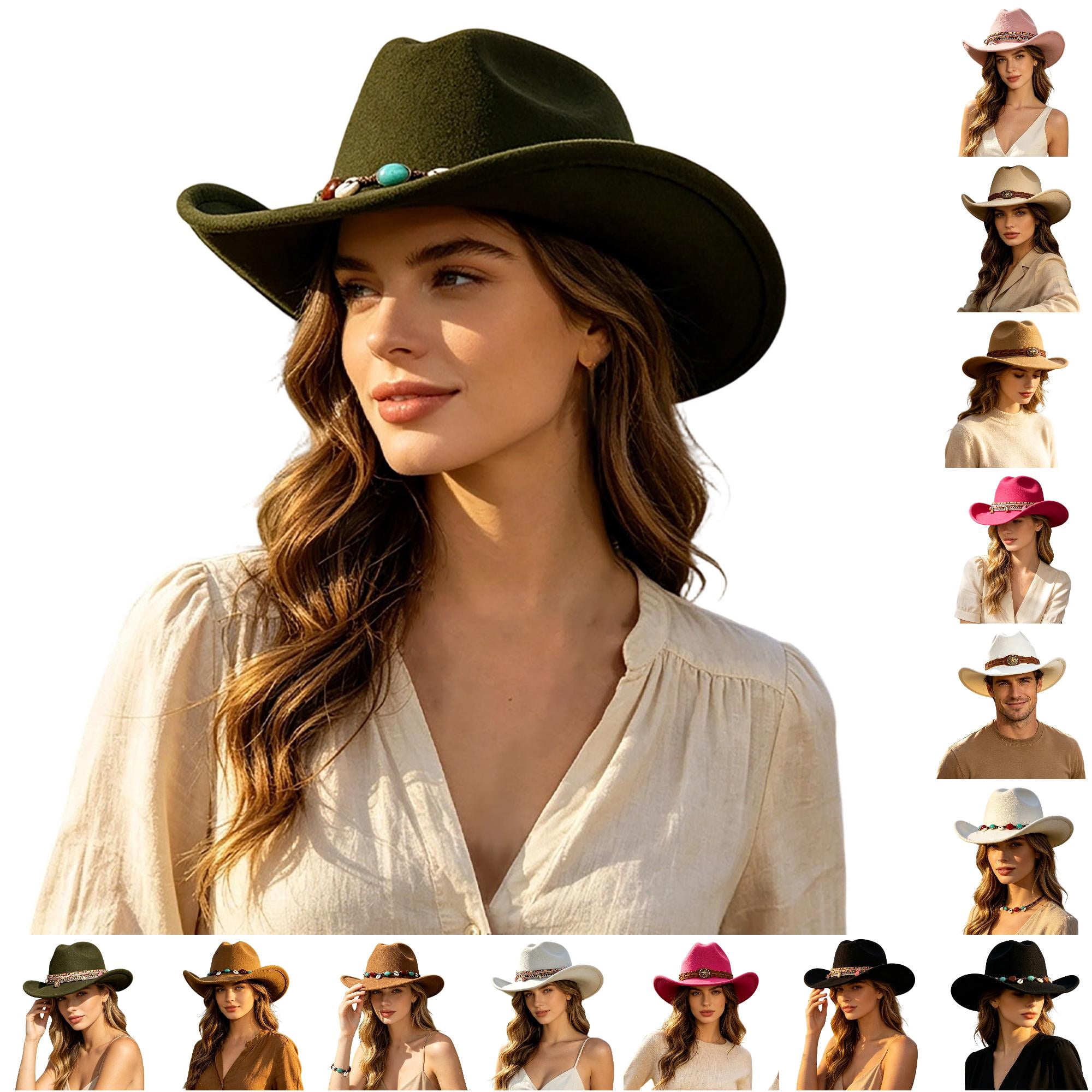 Cowboy Hat Women Wide Brim Western Fedora Jazz Lightweight Fabric ...
