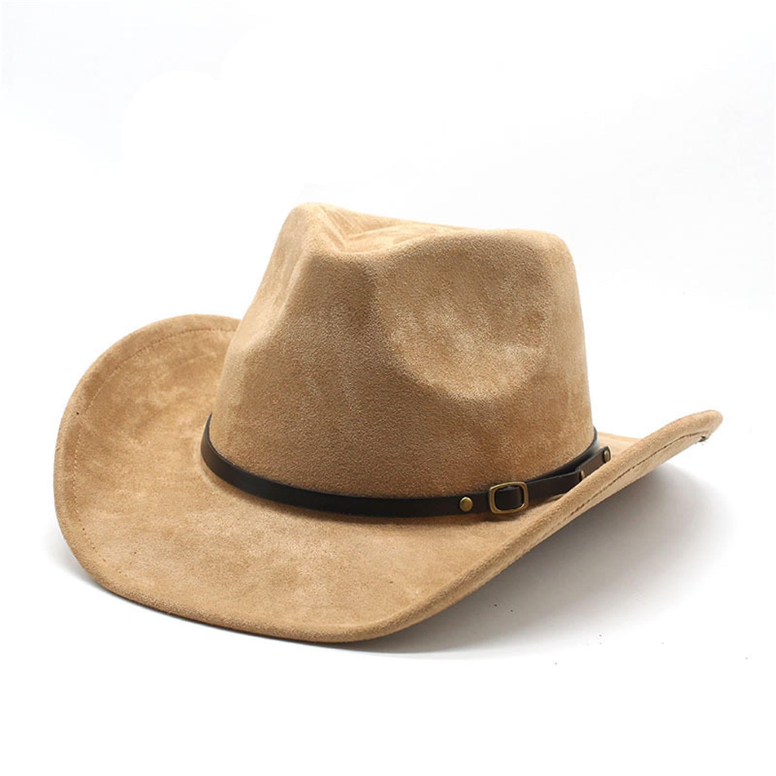 Cowboy Hat for Women Men Felt Wide Brim Cowgirl Hat Western Suede Hats ...