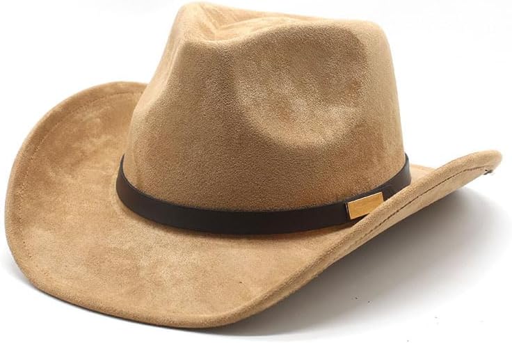 Cowboy Hat for Women Men Felt Wide Brim Cowgirl Hat Western Suede Hats ...