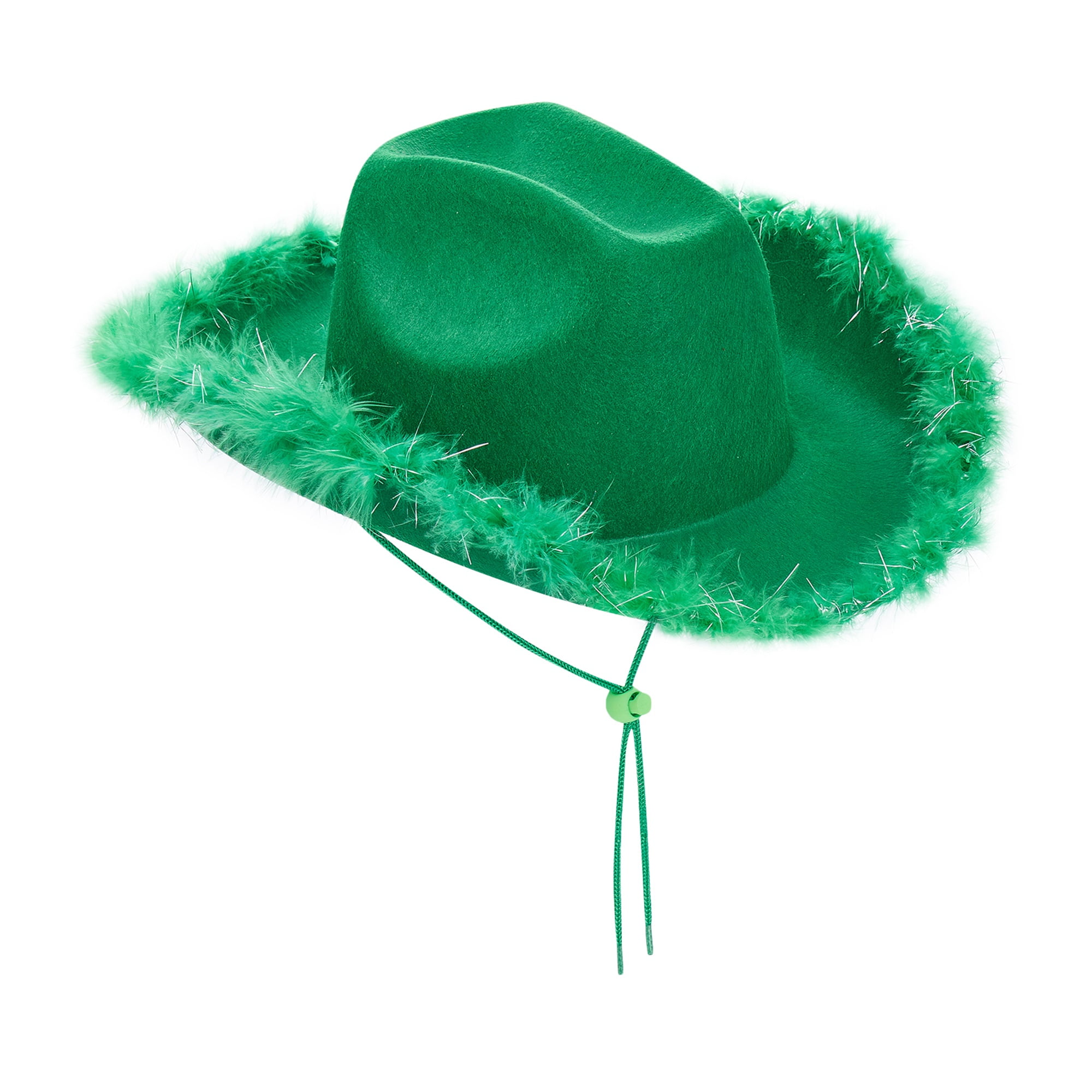 Cowboy Hat for Women Men Fluffy Feather Wide Brim Hats Felt Western ...