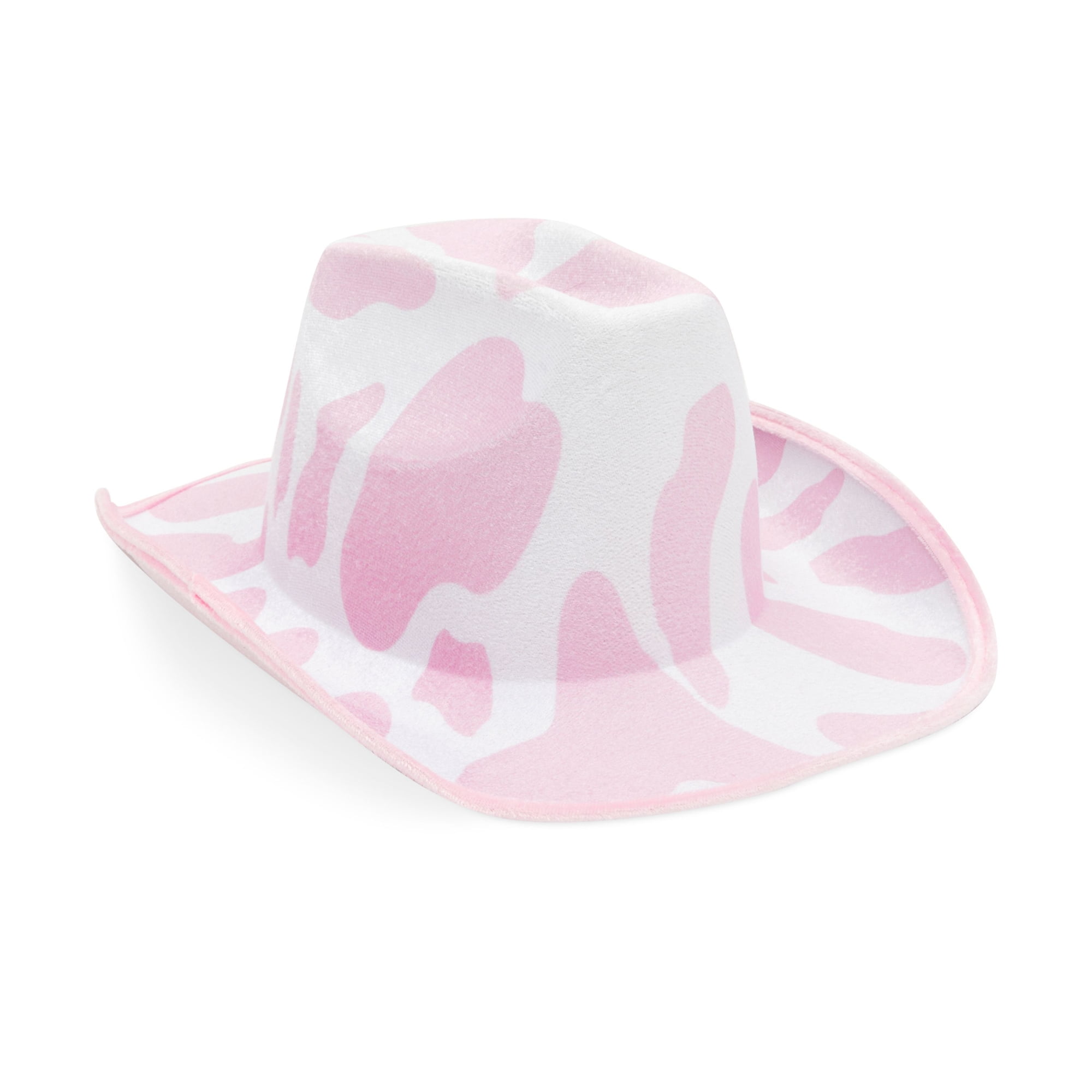 Cowboy Hat for Women, Men - Light Pink Cowgirl Hat with Cow Print ...