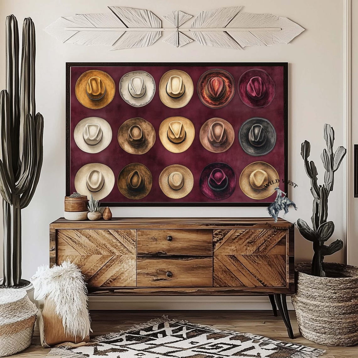 Cowboy Hats Art Print, Southwestern Rodeo Decor Home Decor #2998 ...