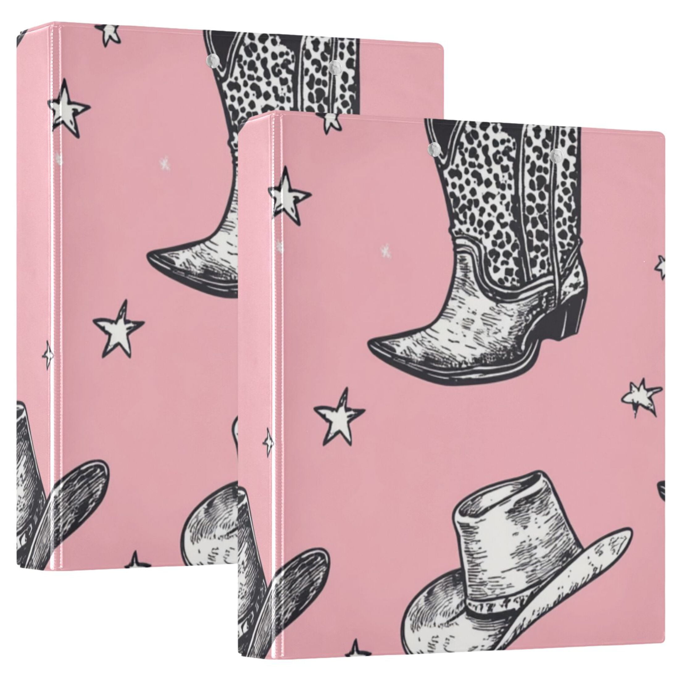 Cowboy Hats Boots Stars Round Ring Binder 3 Rings 1.5" Capacity File ...