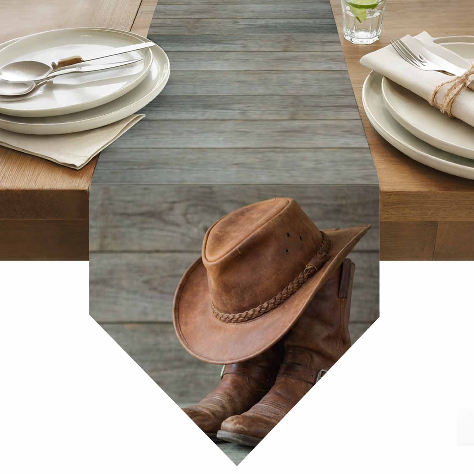 Cowboy Hats Table Runner 60 Inches Long Western Cowboy Boots Vintage ...