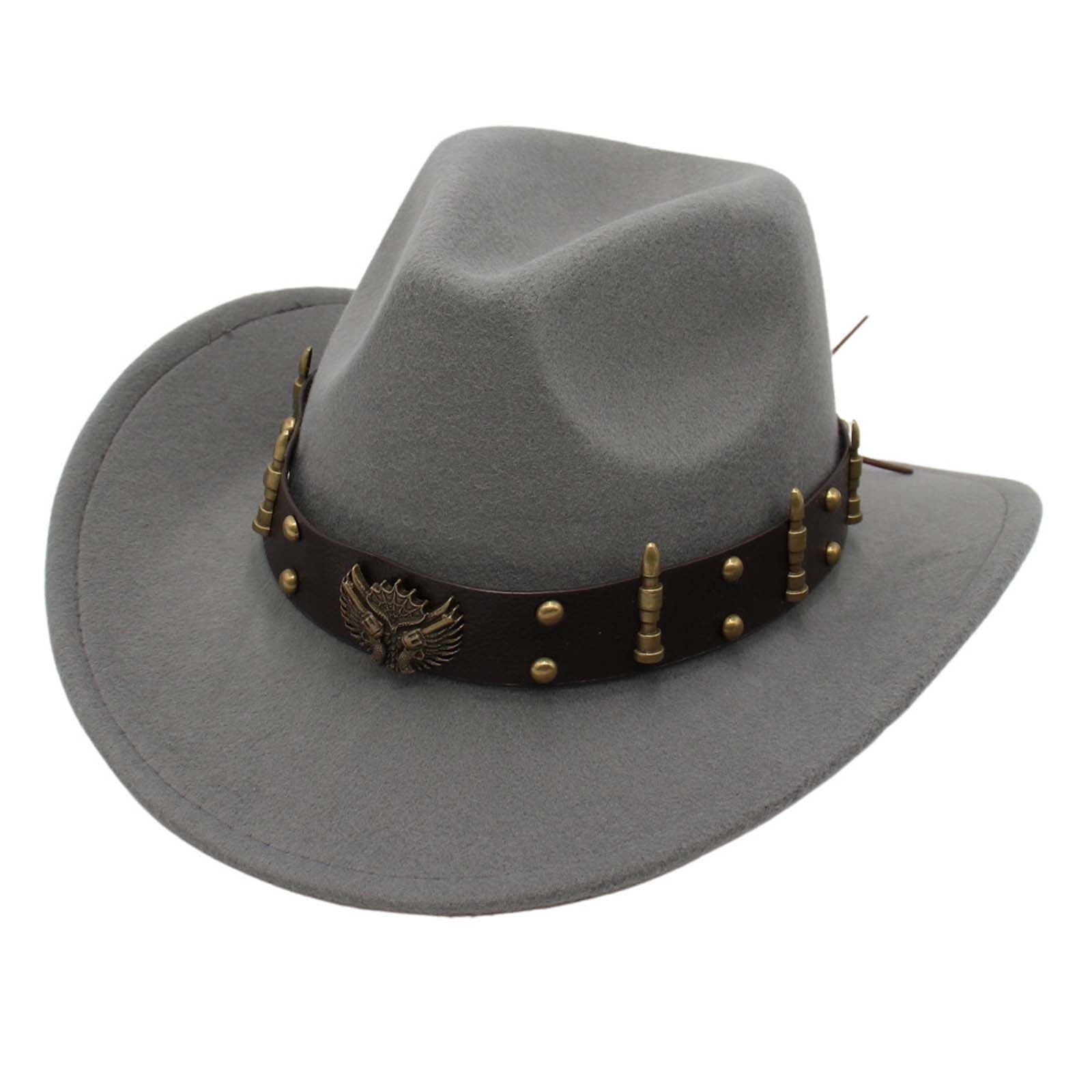 Cowboy Hats for Men Grey Cowboy Hat Classic Outdoor Fedora Hats Western ...