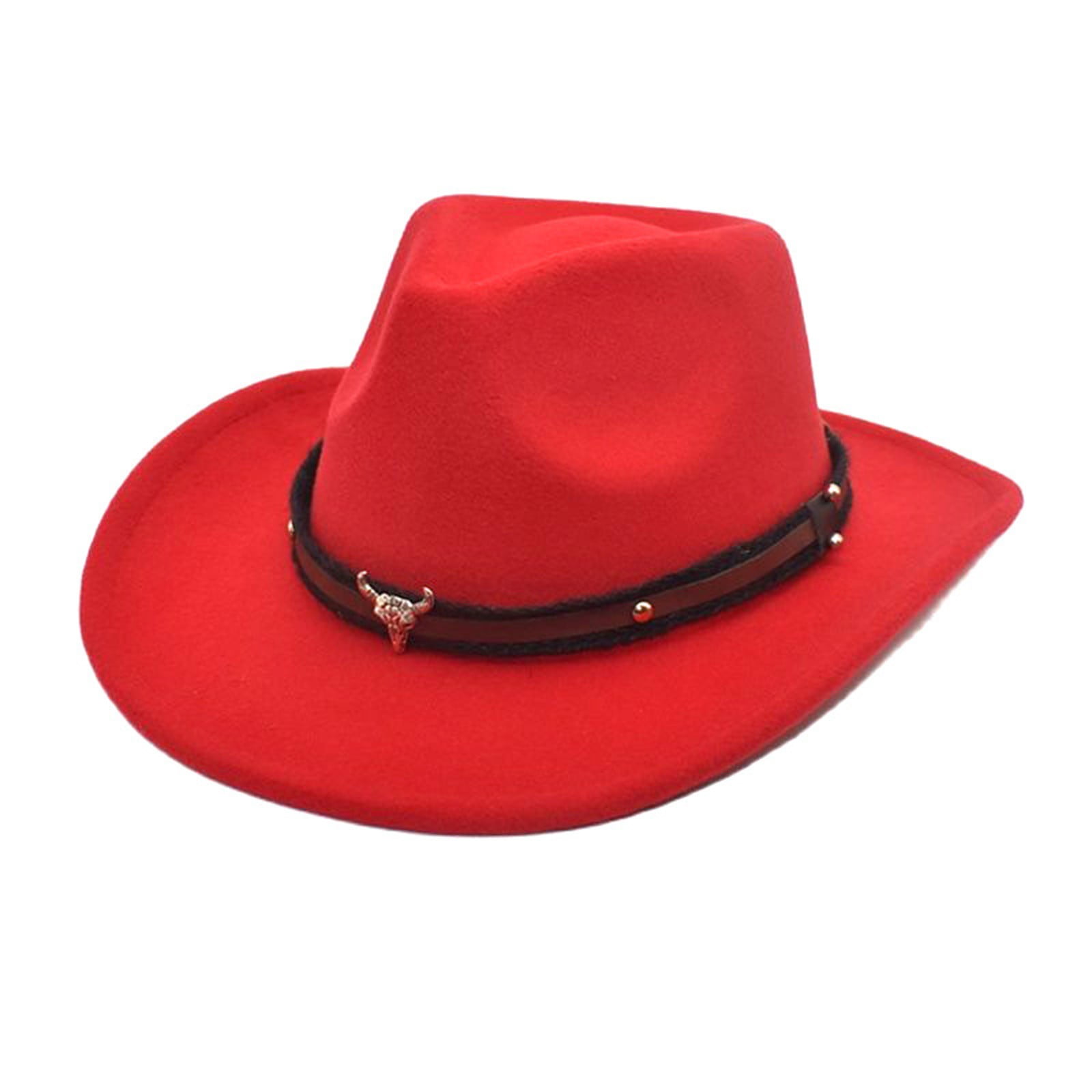 Cowboy Hats for Men Red Hat Classic Outdoor Fedora Hats Cowboy ...