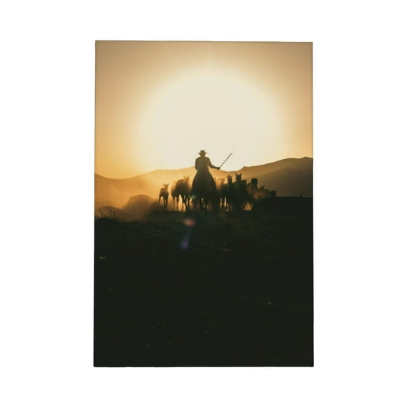 Cowboy Horse Canvas Framed Wall Art Western Rustic Country Vintage ...