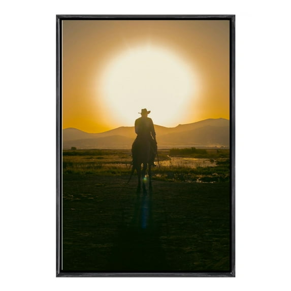Cowboy Horse Canvas Framed Wall Art Western Rustic Country Vintage ...