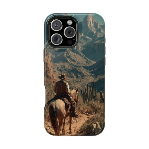 Cowboy Horse Desert Terrain Scenic Artwork Phone Case for 11 12 13 14 15 16 17 Pro Max - Walmart.com