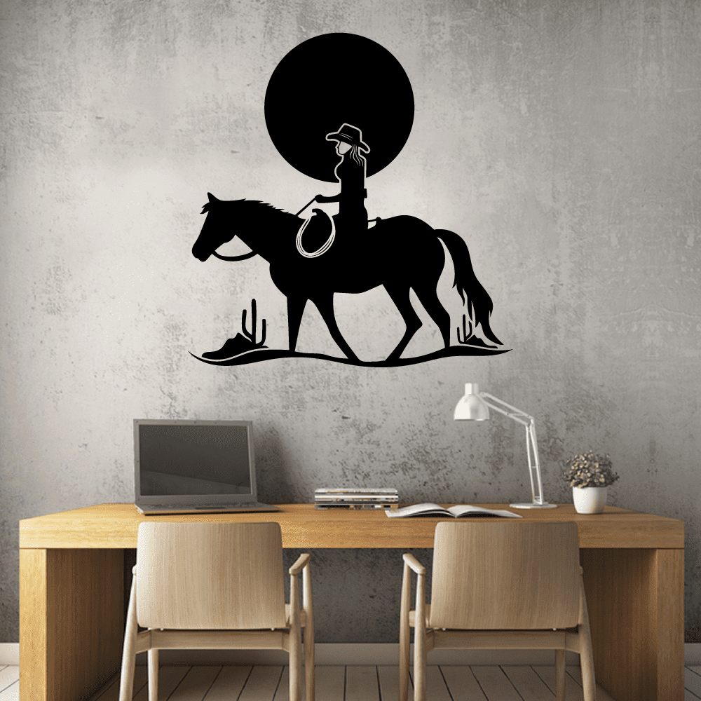 Cowboy Horseback Riding Classic Cowboy Beautiful Scenic Silhouette ...
