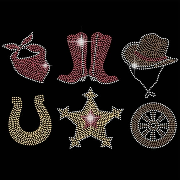 Cowboy Iron on Rhinestones Transfer Western Cowgirl T-Shirt Crystal ...