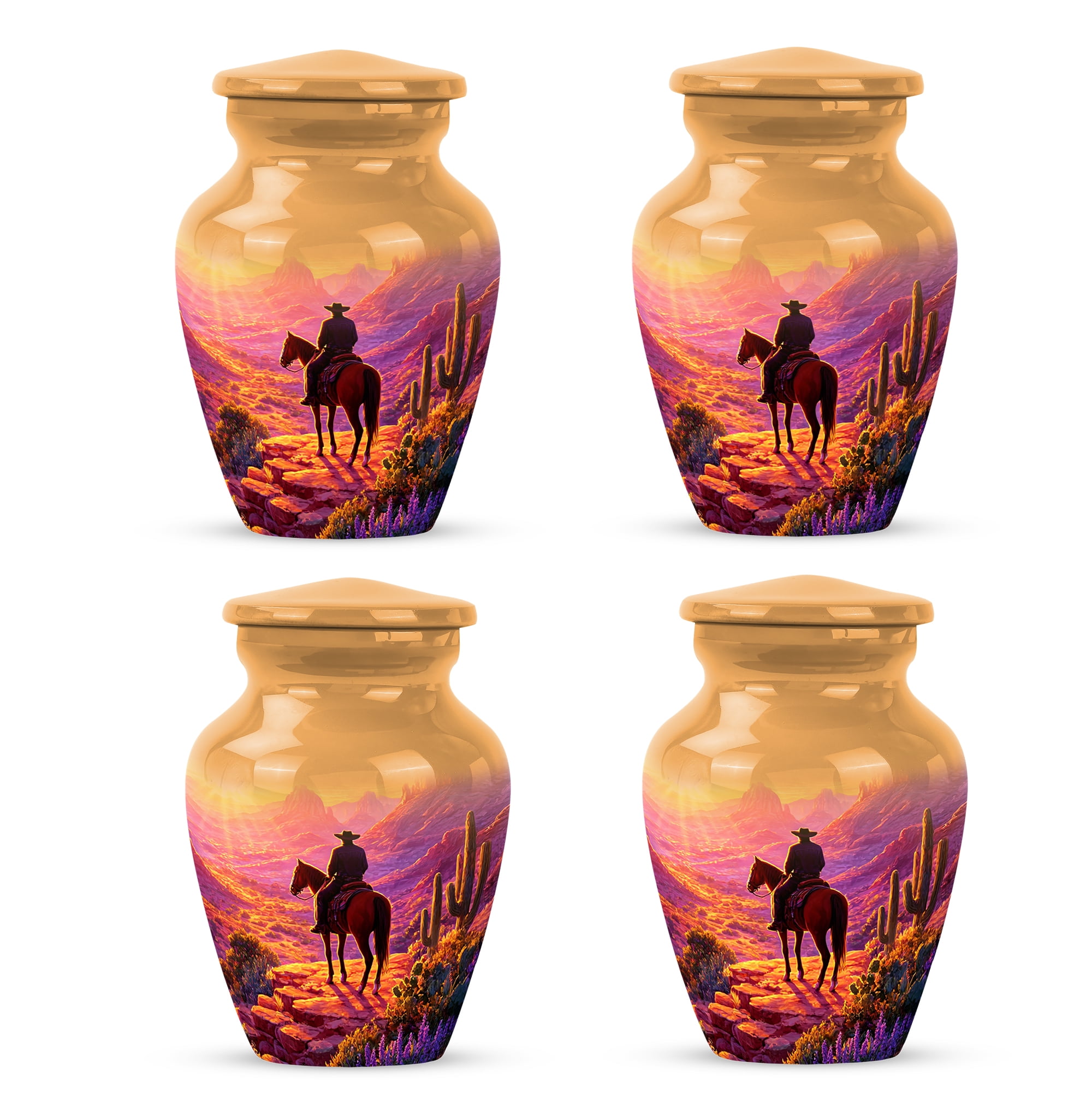 Cowboy Keepsake Urns Set Of 4, Mini Urns For Ashes Adult Male ...
