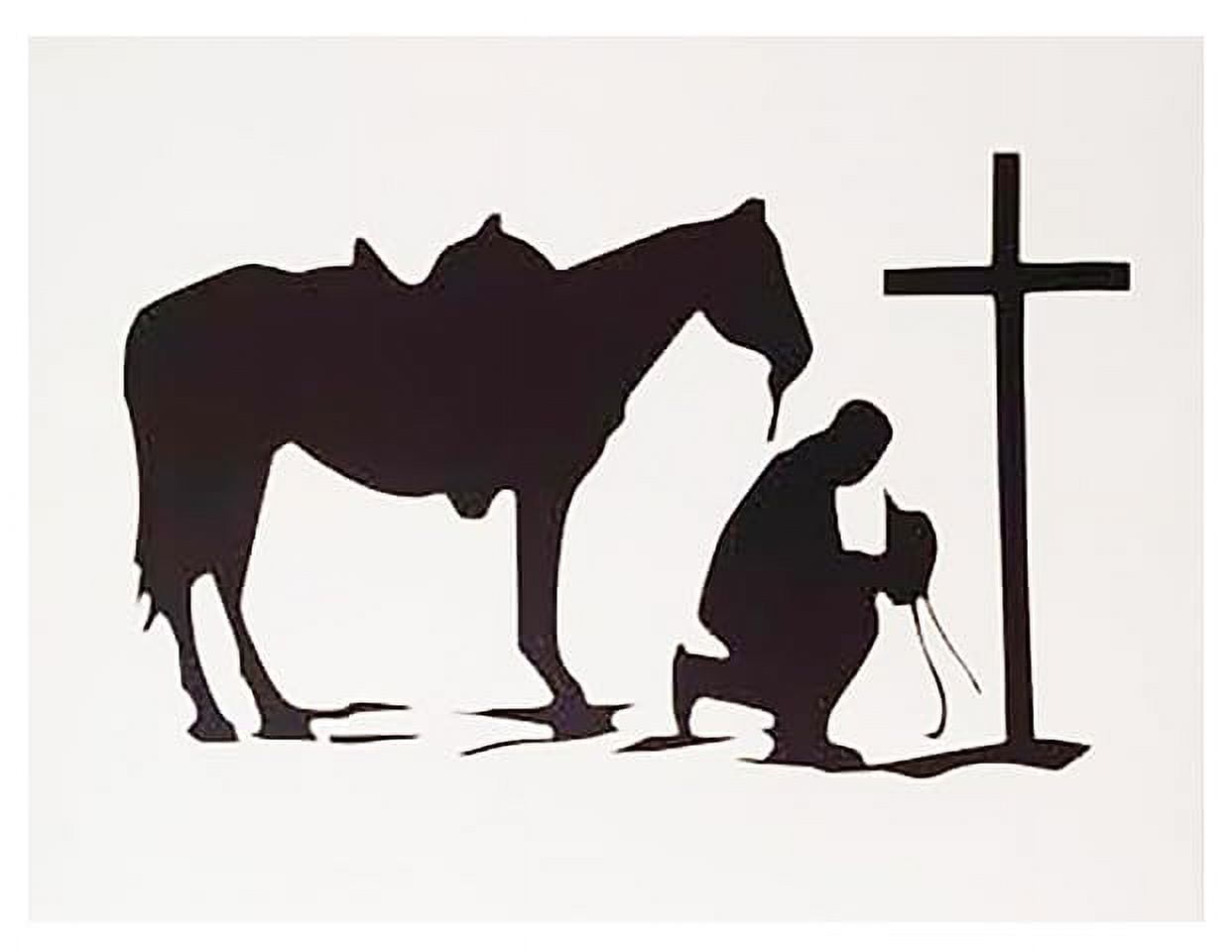 Cowboy Kneeling Praying Cross Horse 8.5x11 Custom Stencil - Reusable ...