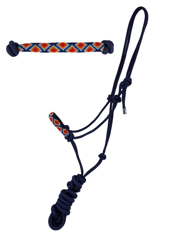 Cowboy Knot Halter w/ Beaded Noseband & Lead (Navy) - Walmart.com