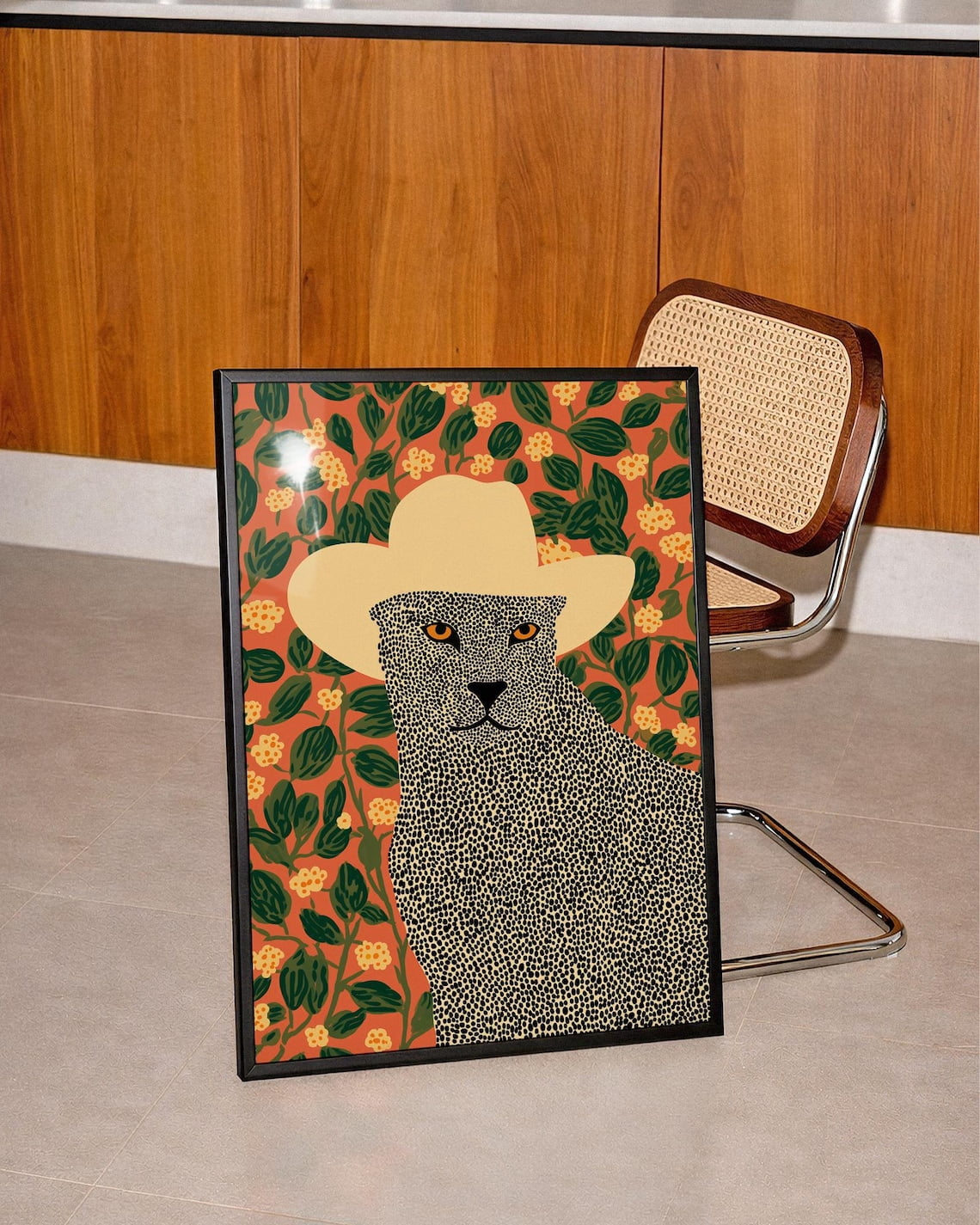 Cowboy Leopard Western Jungle Animal Bold Retro Wildlife Poster ...