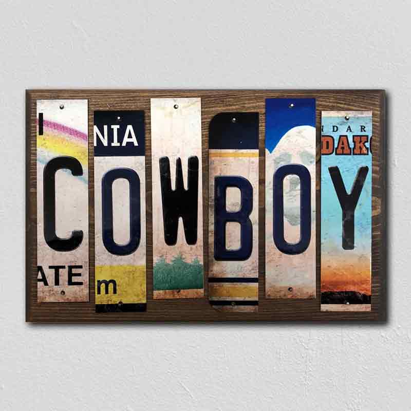Cowboy License Plate Tag Strips Novelty Wood Signs WS-461 8" x ...