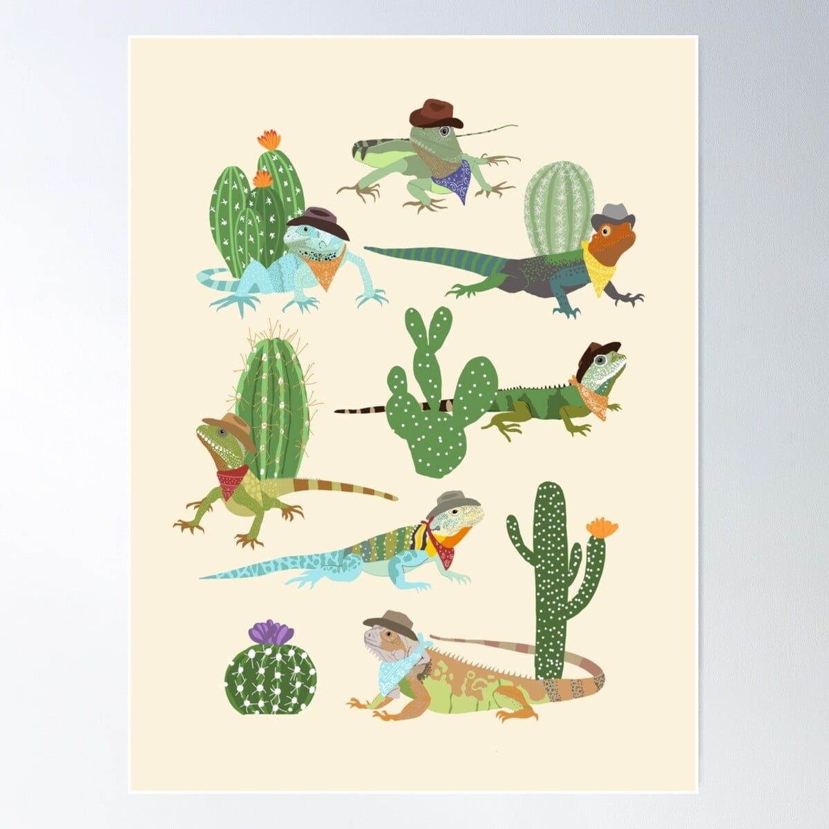 Cowboy Lizards Poster Wall Art, Modern Wall Decor For Living Room ...