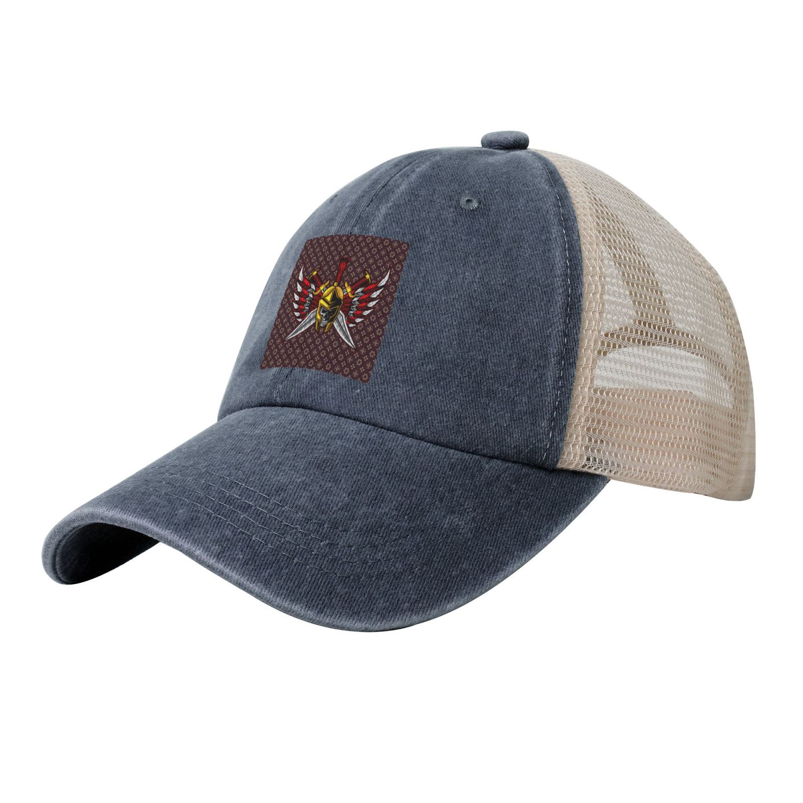 Cowboy Mesh Baseball Capskull Spartan Cross Sword With Wings - Walmart.com