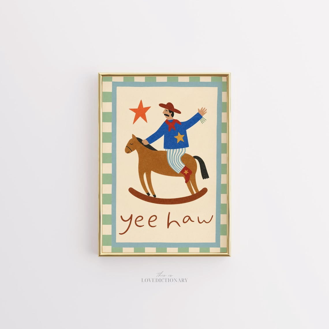 Cowboy Nursery Yee Haw Western Room Art Horse Rocking Decor, Unframed ...