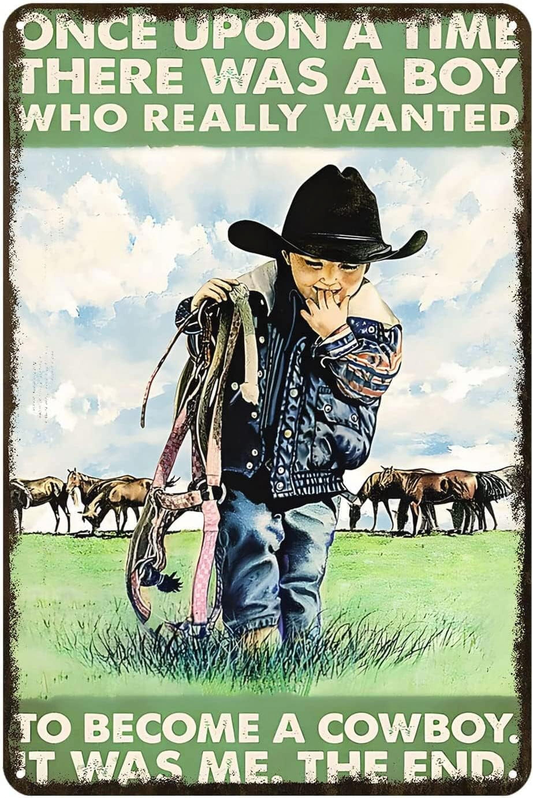 Cowboy Once Upon A Time Metal Sign Rustic Decor Vintage Tin Sign Home ...