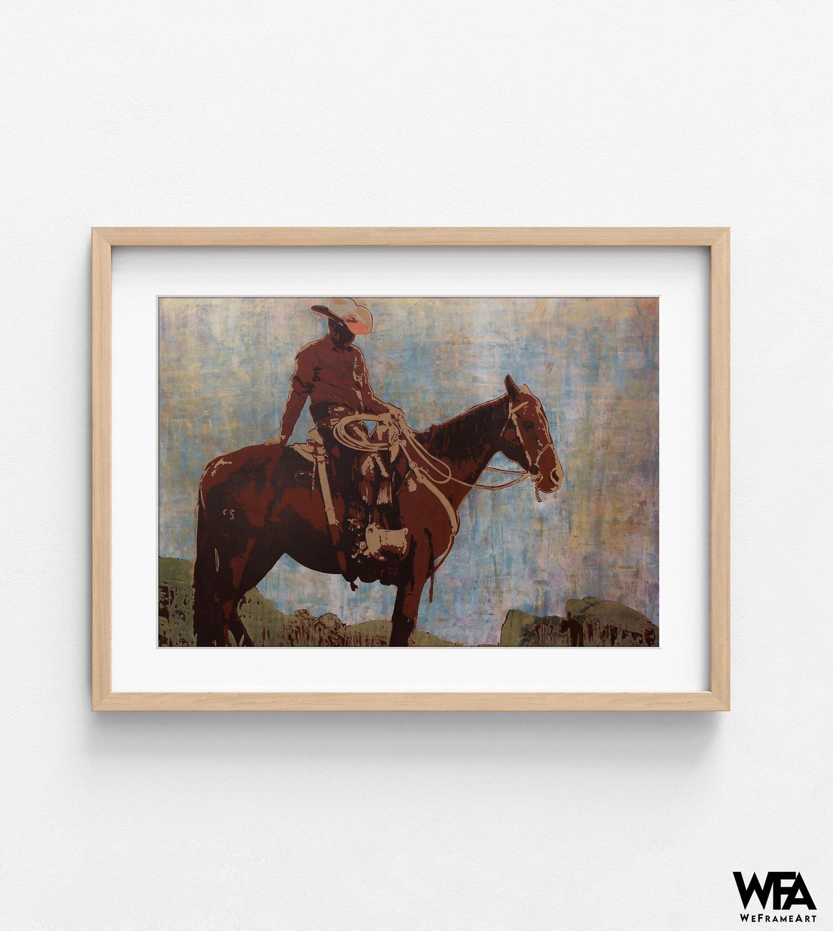 Cowboy Painting Print, Framed Western Art, Western Wall Art, Cowboy ...