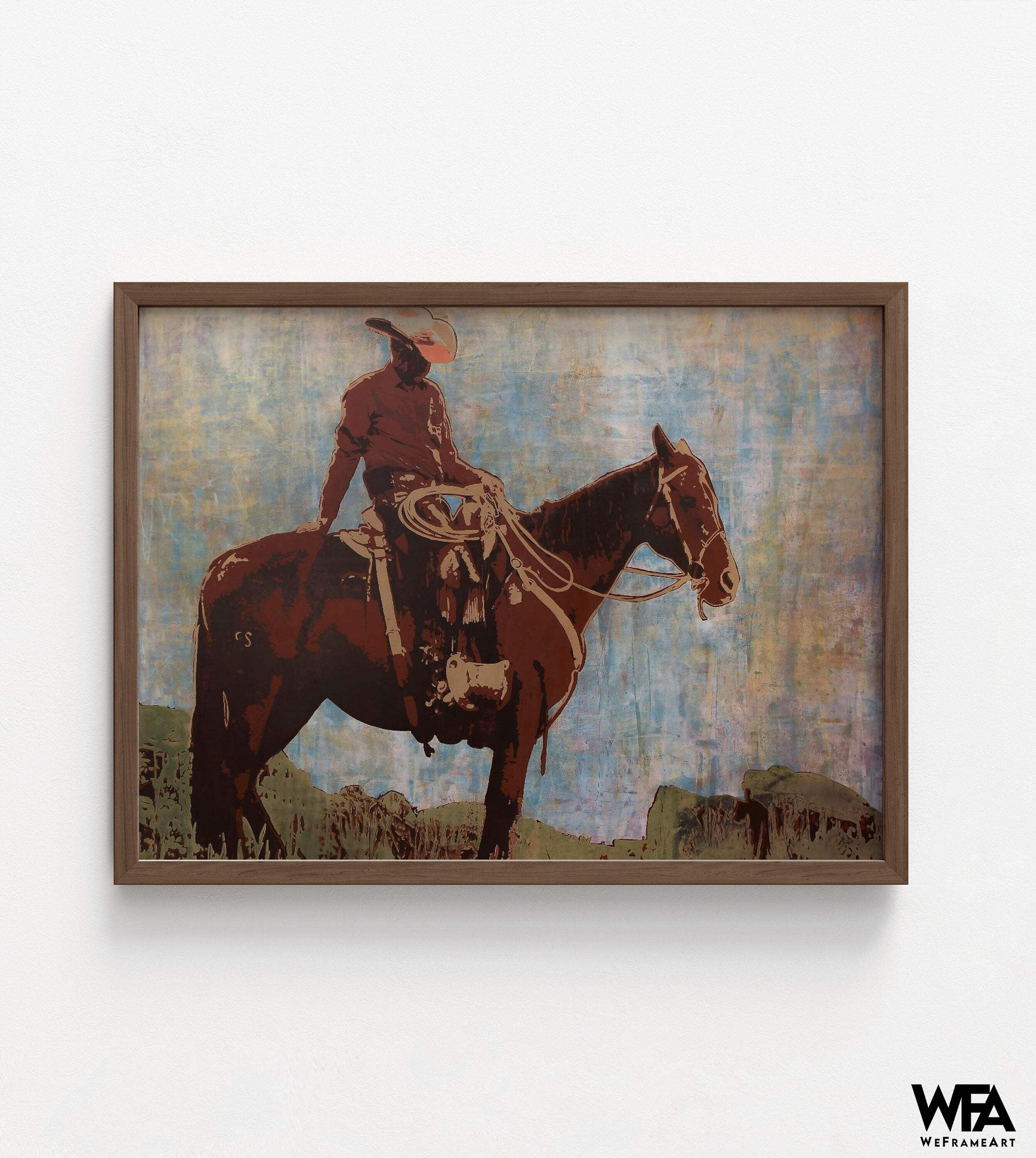 Cowboy Painting Print, Framed Western Art, Western Wall Art, Cowboy ...
