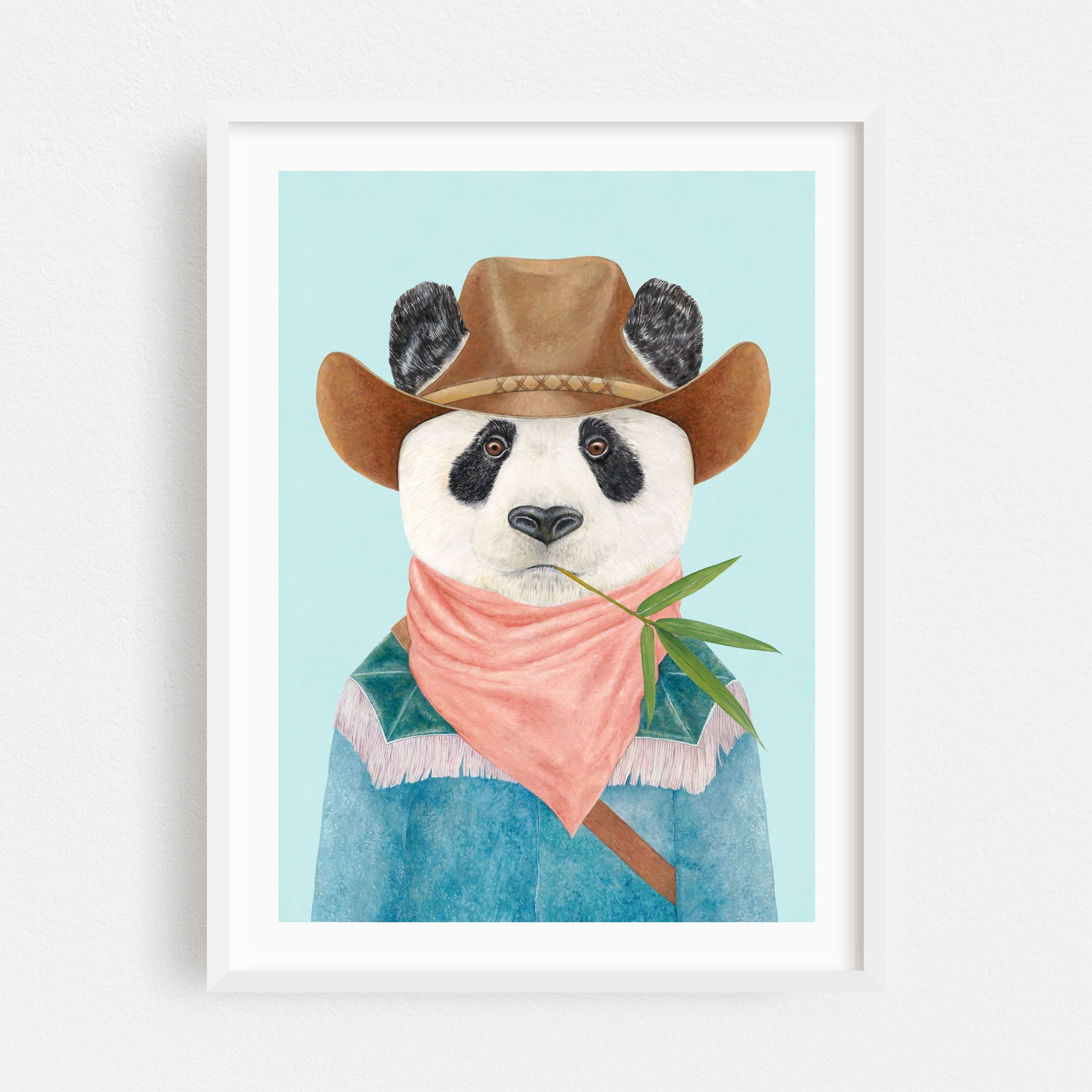 Cowboy Panda - Painting Cowboy Western Animal Whimsical Illustration ...