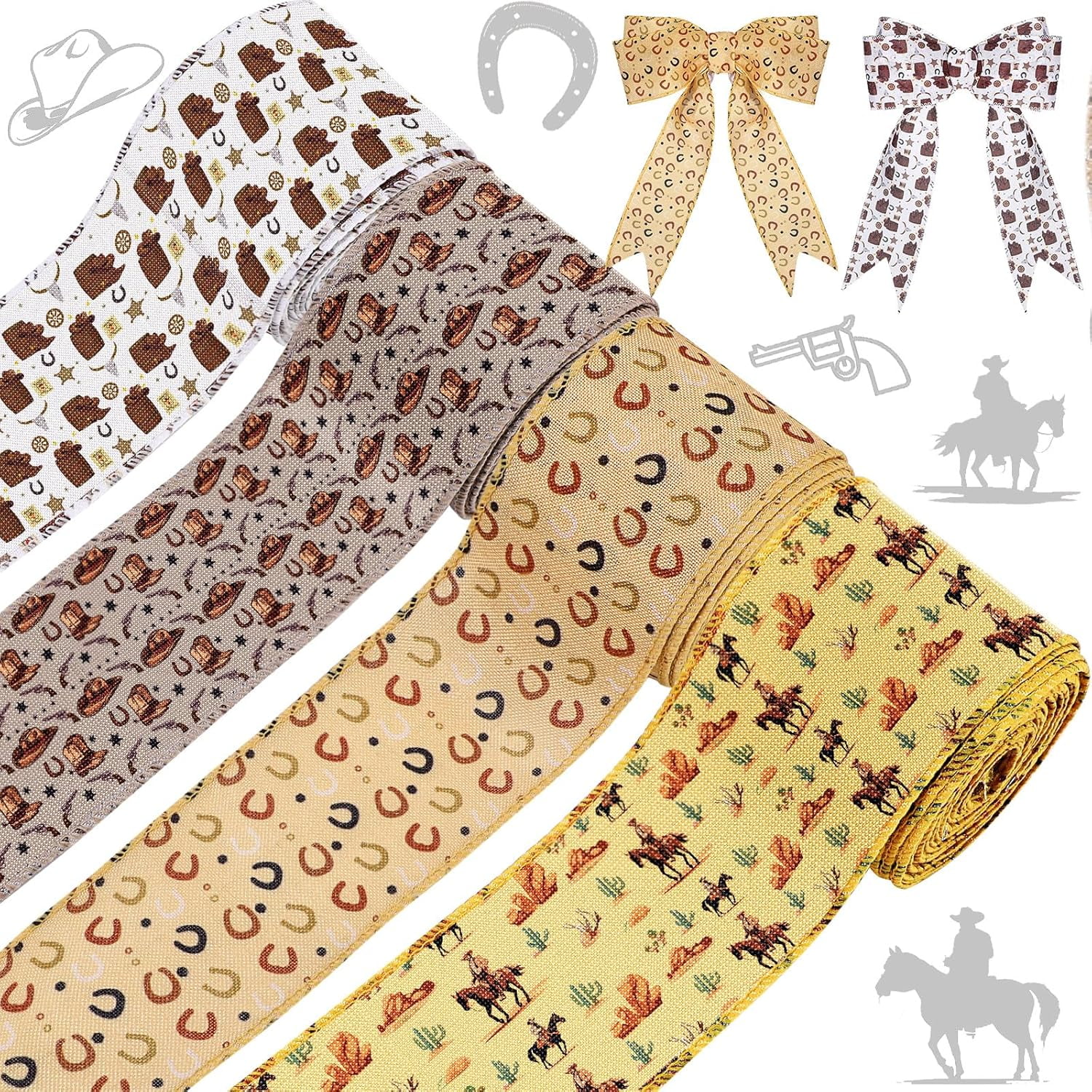 Cowboy Party Decorations 40 Yards Western Cowboy Wired Edge Ribbon ...