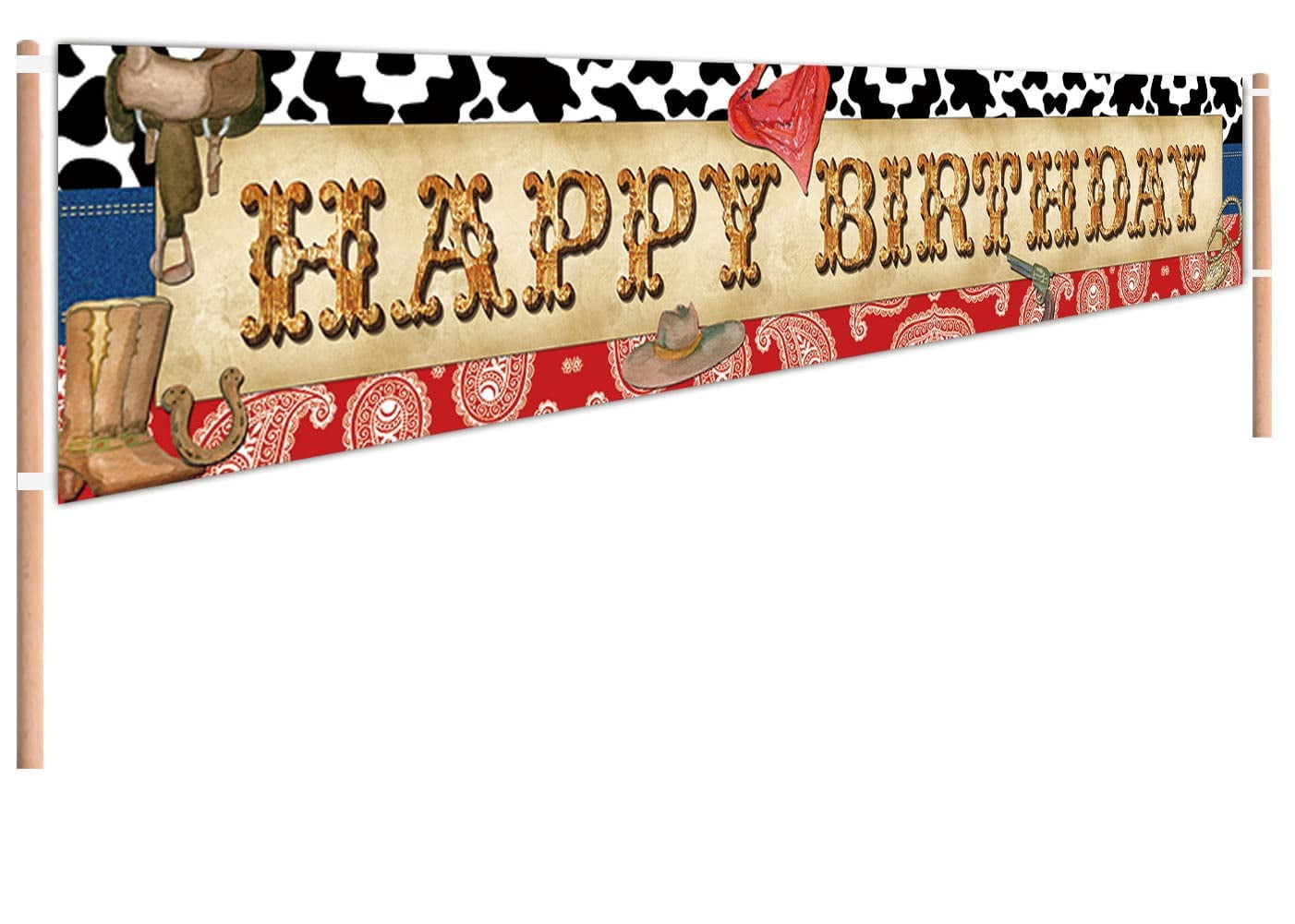 Cowboy Party Decorations Banner Western Scene Setters for Cowboy Wooden ...
