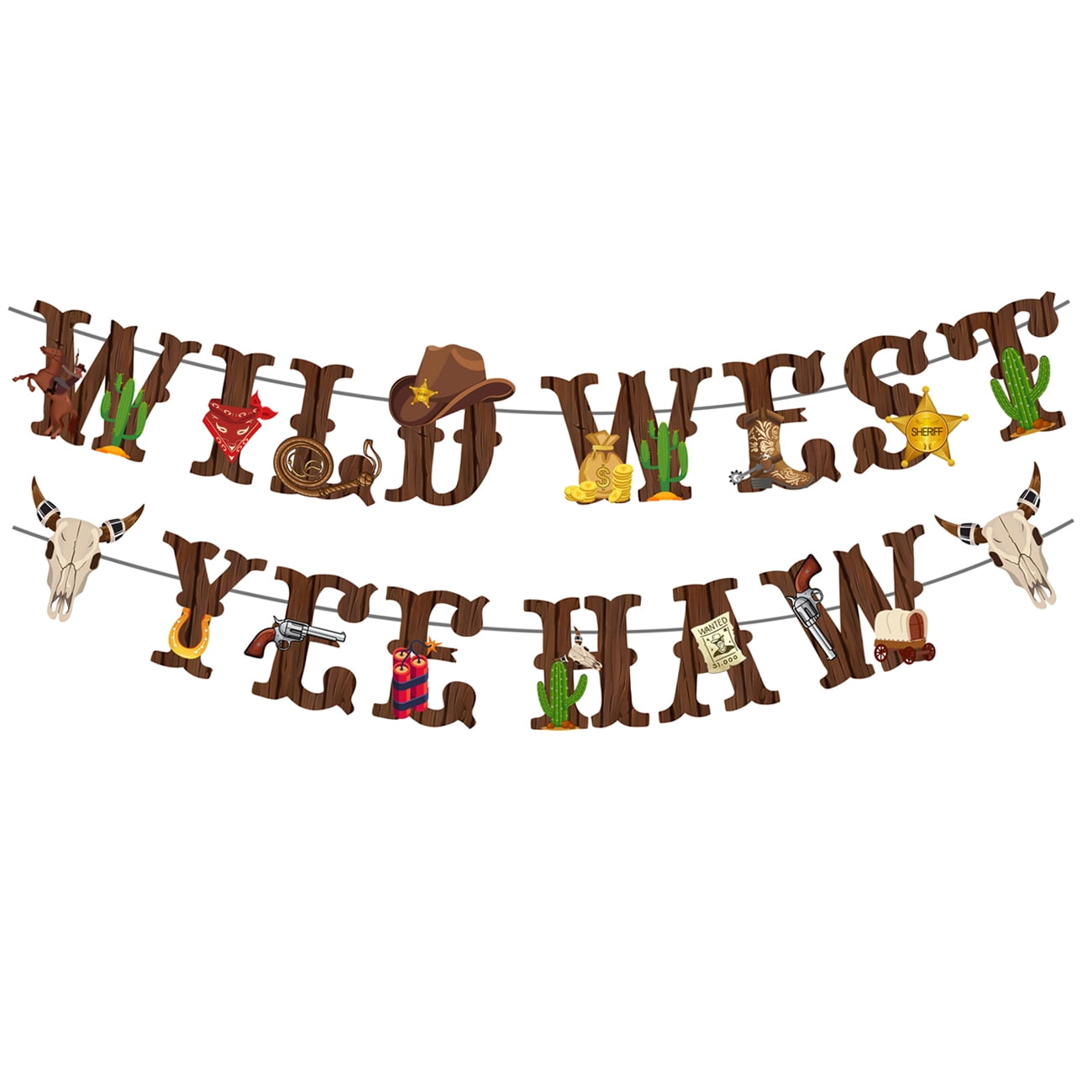 Cowboy Party Decorations for Boys, Western Cowboy Happy Birthday Banner ...