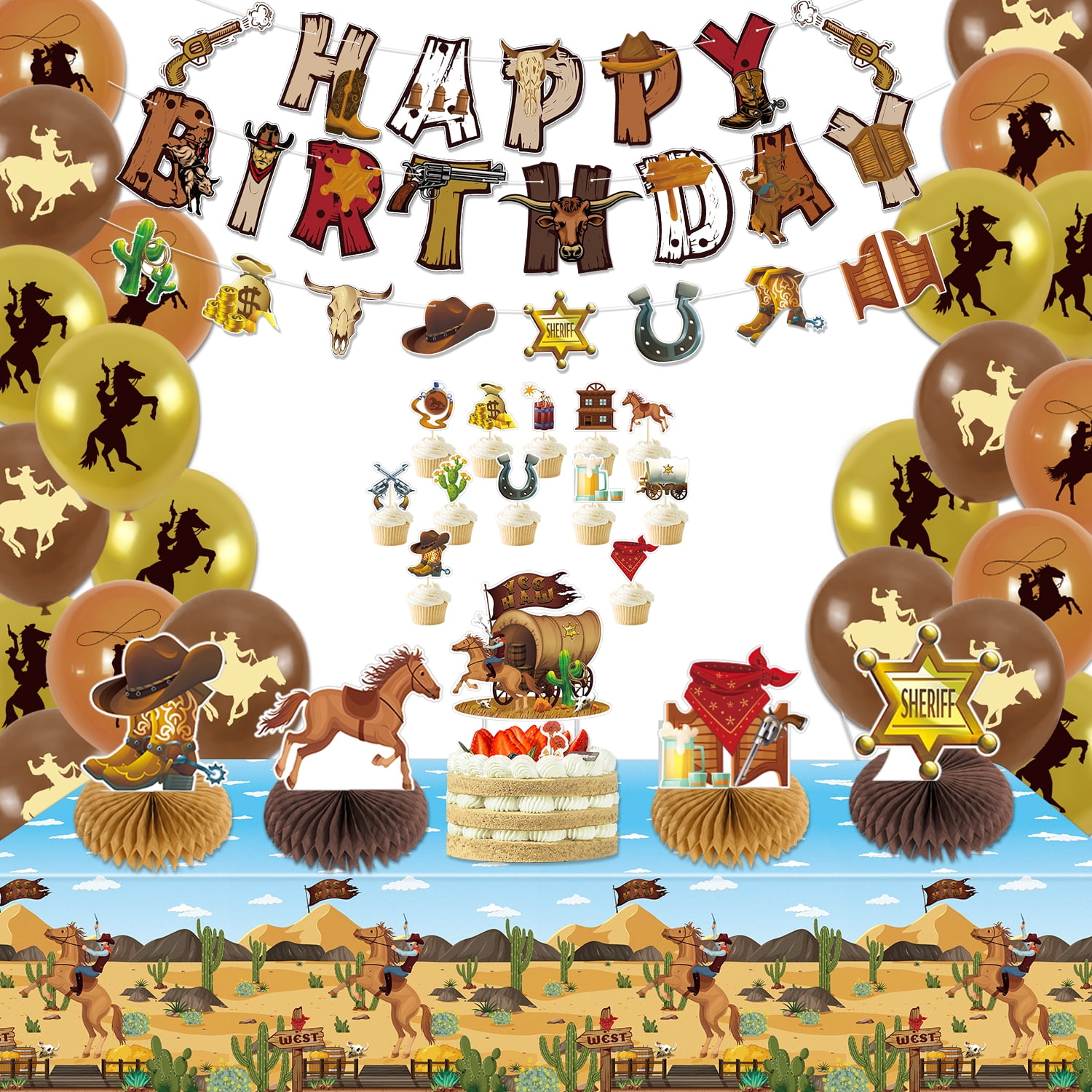 Cowboy Party Decorations - Includes Western Cowboy Birthday Banners ...