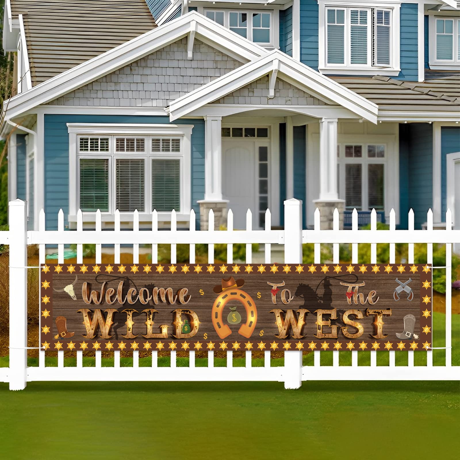 Cowboy Party rations Banner Western Scene Setters for Cowboy Wooden ...