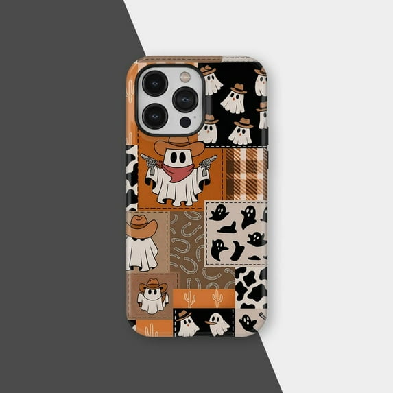 Cowboy Patchwork Ghost Phone Case Western Fall iPhone 11–17 Pro Max ...